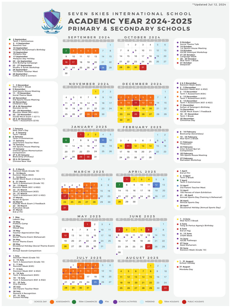2024-2025 School Calendar Overview | PDF