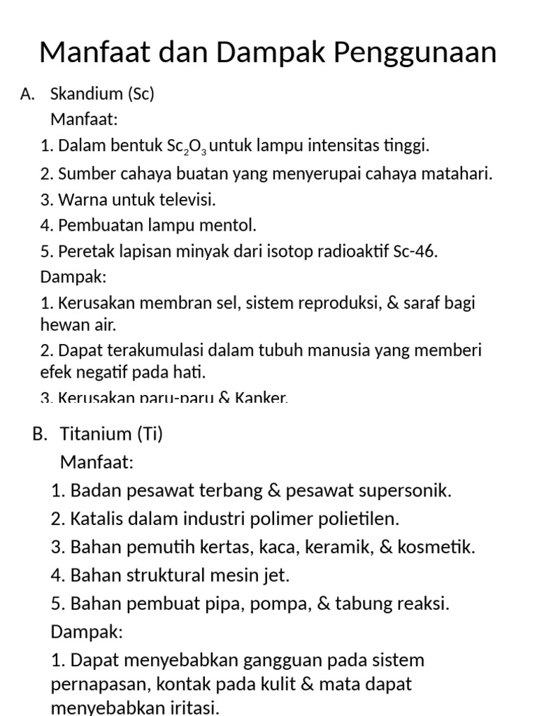 Manfaat dan Dampak Unsur Logam dalam Kehidupan | PDF