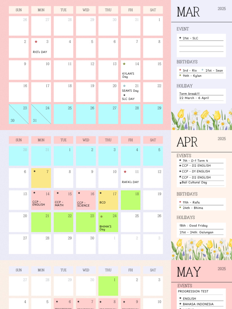 March-May 2025 Events Calendar | PDF | Observances | Holidays