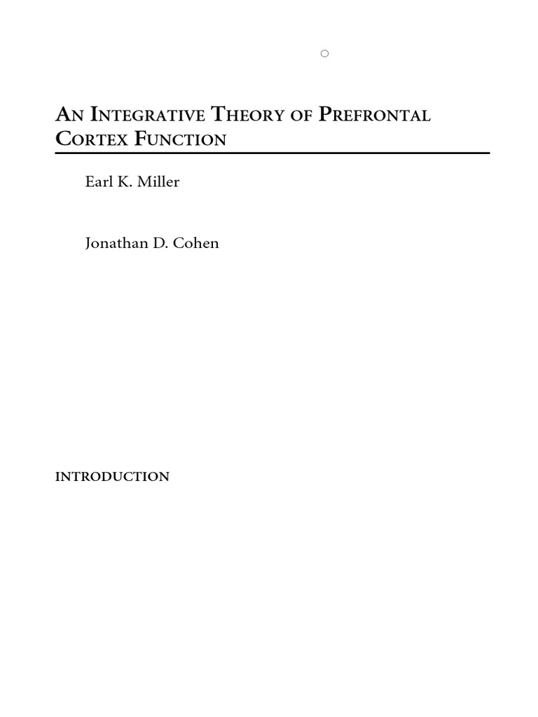 An Integrative Theory of Prefrontal | PDF | Prefrontal Cortex | Executive Functions