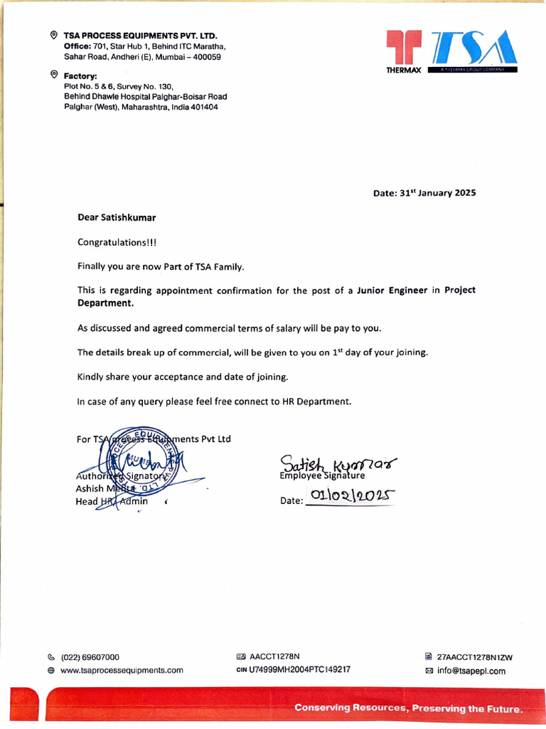 Appointment Confirmation Signed | PDF