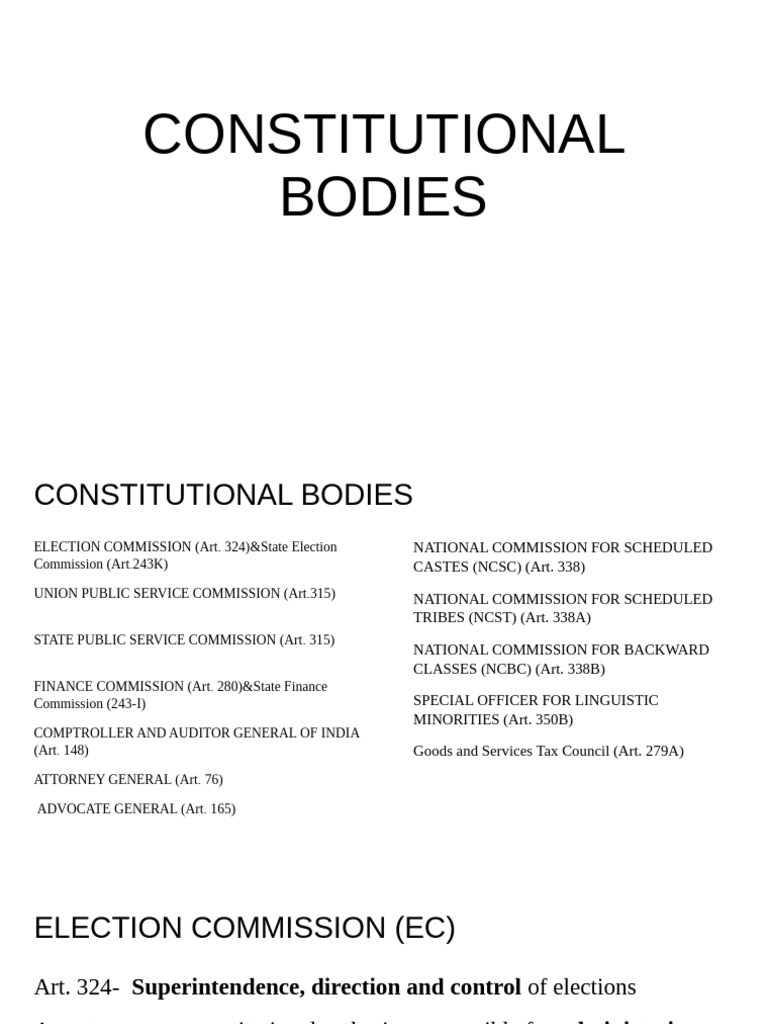 Constitutional Bodies | PDF | Government Of India | Government