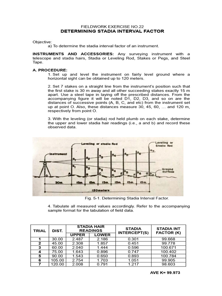 Determining Stadia Interval Factor | PDF