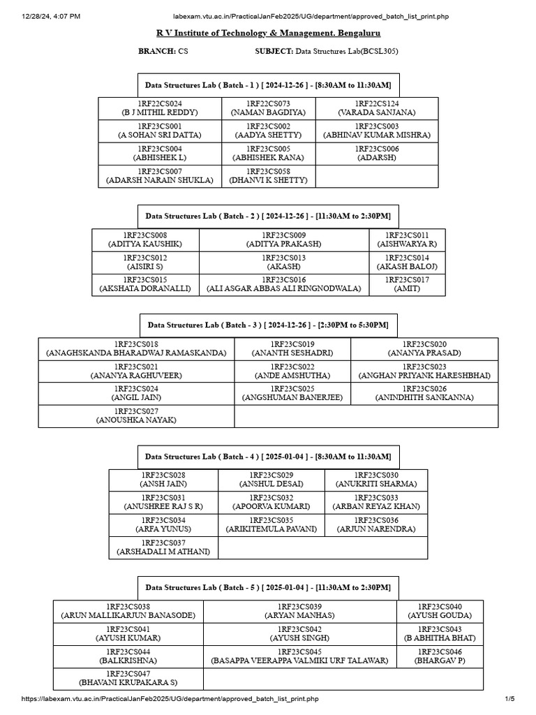 Data Structures Lab (BCSL305) - Updated | PDF