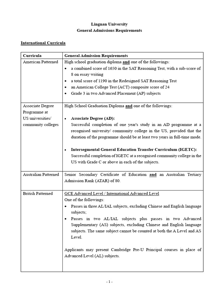 General Admission Requirements | PDF | University And College Admission | Educational Stages