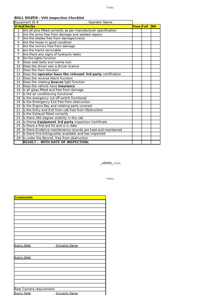 VVS Equipment Inspection Checklist | PDF | Truck | Vehicles
