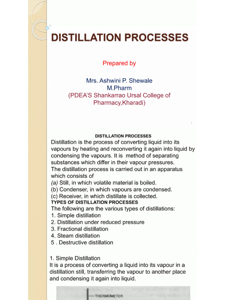 Distillation Processes Types of Distillation Types of Water | PDF