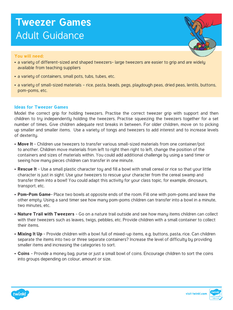 Tweezer Games - Adult Guidance | PDF