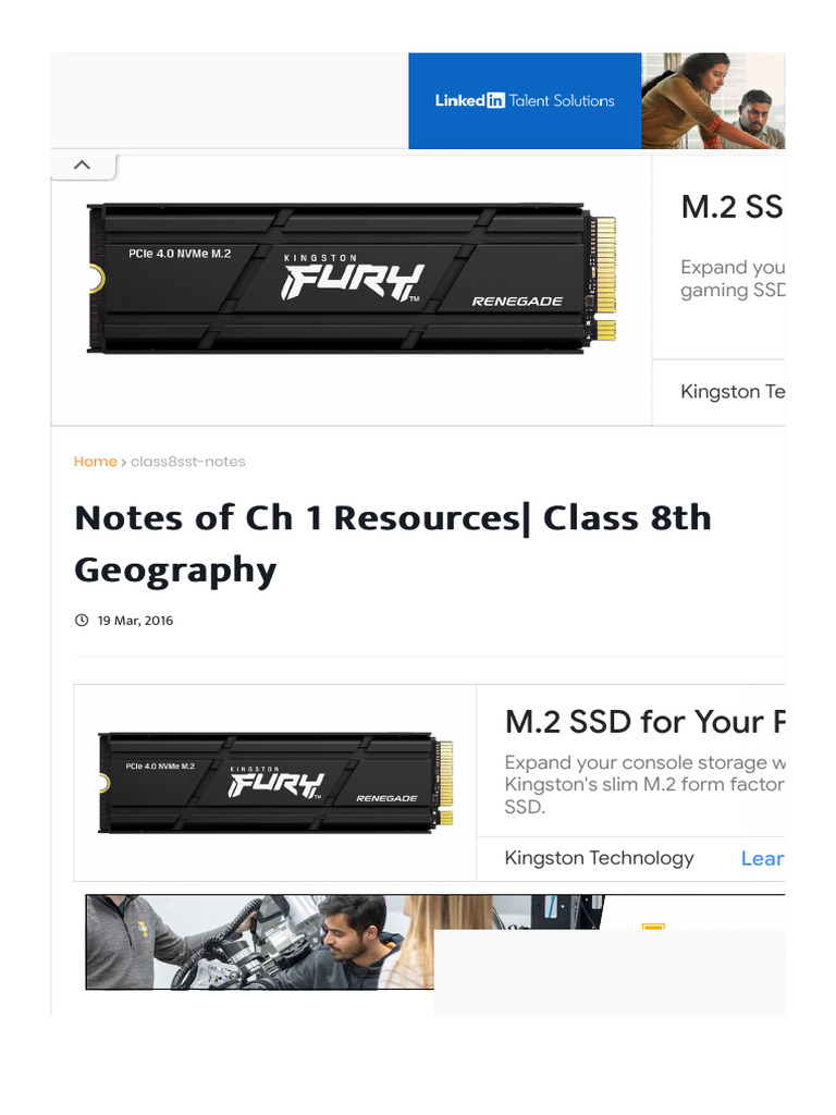 Notes of CH 1 Resources - Class 8th Geography | PDF | Resource ...