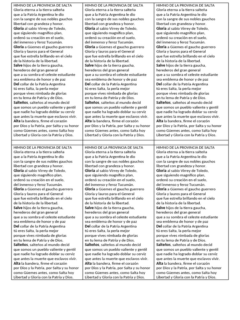 Himno de la Provincia de Salta | PDF