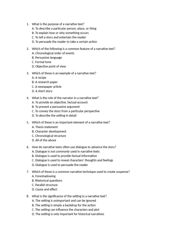 Purpose and Features of Narrative Text | PDF | Narrative | Narration