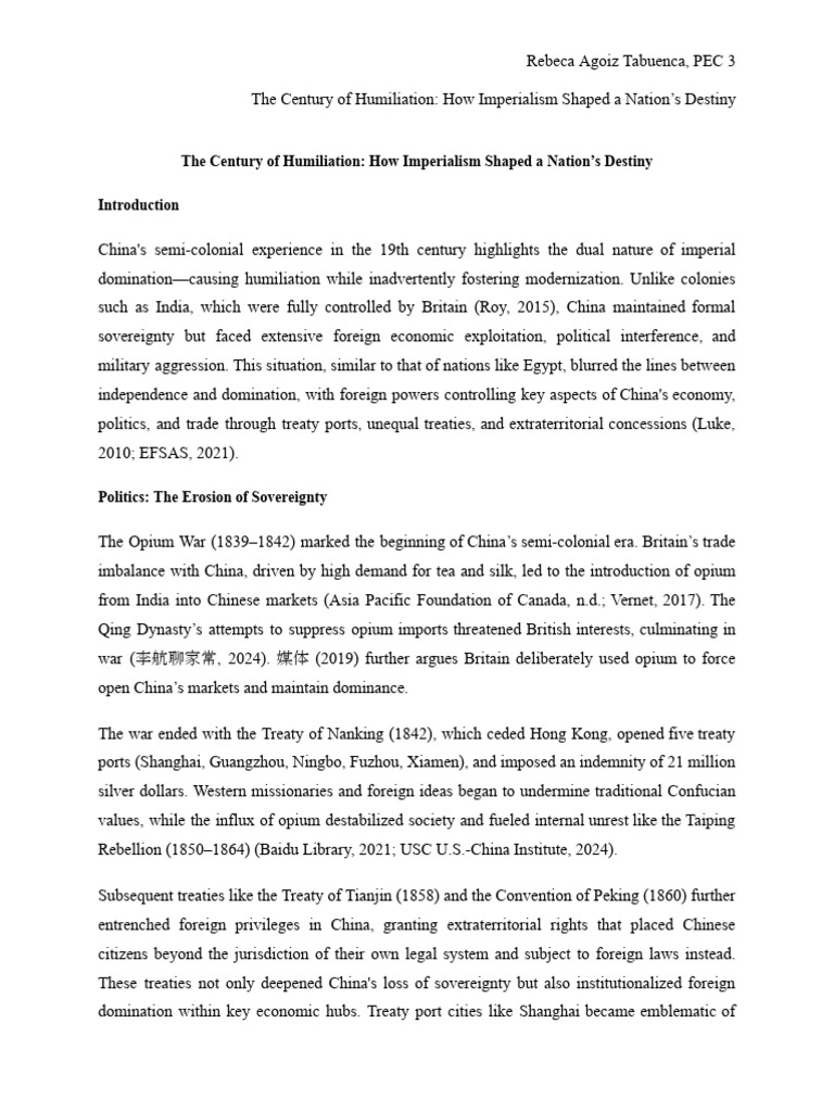 The Century of Humiliation in China | PDF | China | World Politics