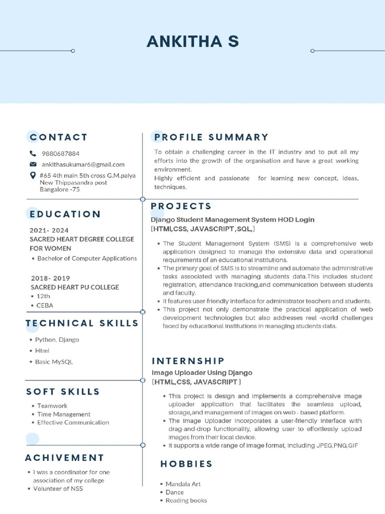 Ankitha (Resume) | PDF