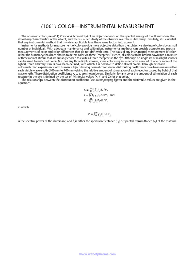 〈1061〉 Color-Instrumental Measurement | PDF | Color | Spectrophotometry
