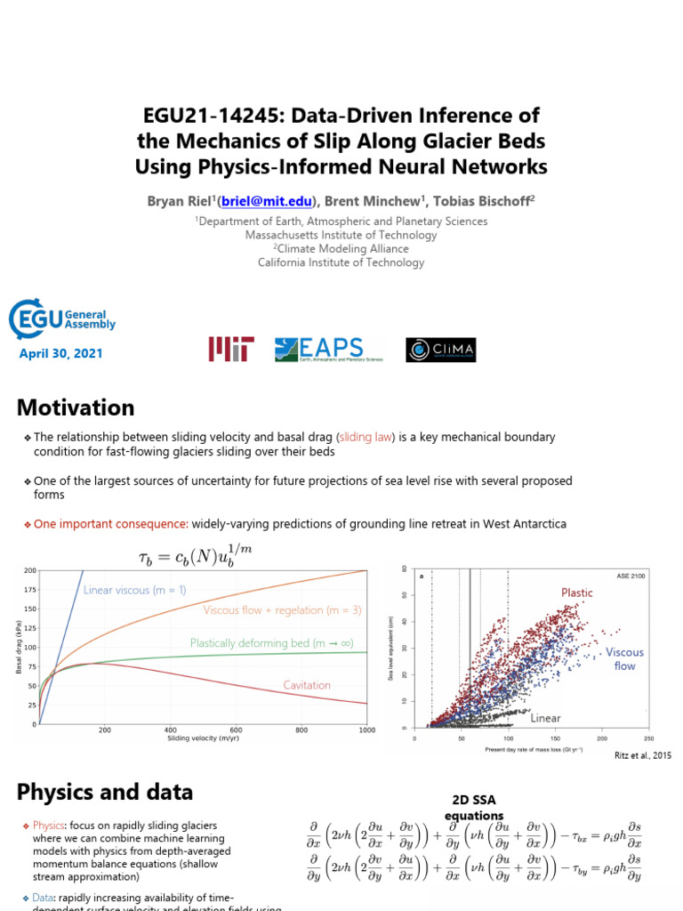 (PHD) PINNs - Data-Driven Inference of The Mechanics of Slip Along Glacier Beds Using Physics ...