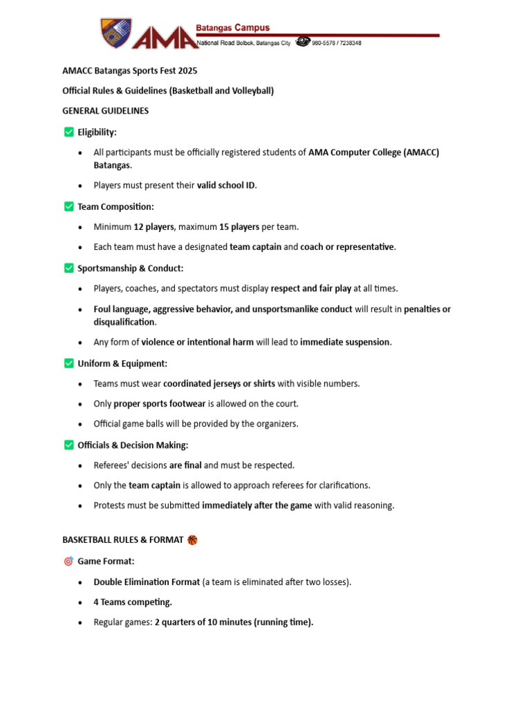 Official Rules Guidelines Basketball and Volleyball | PDF | Sports ...