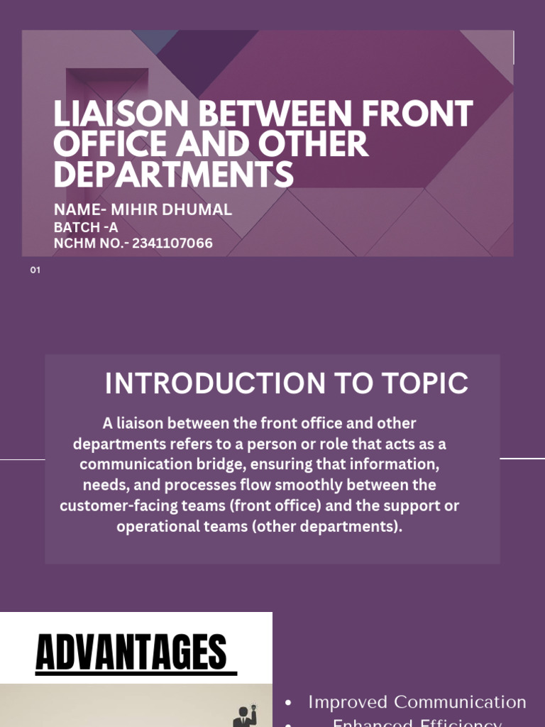 Liaison Between The Front Office and Other Departments PDF | PDF