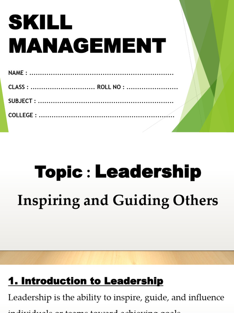 SKILL MANAGEMENT PPT MCOM 4 SEM | PDF | Leadership | Decision Making