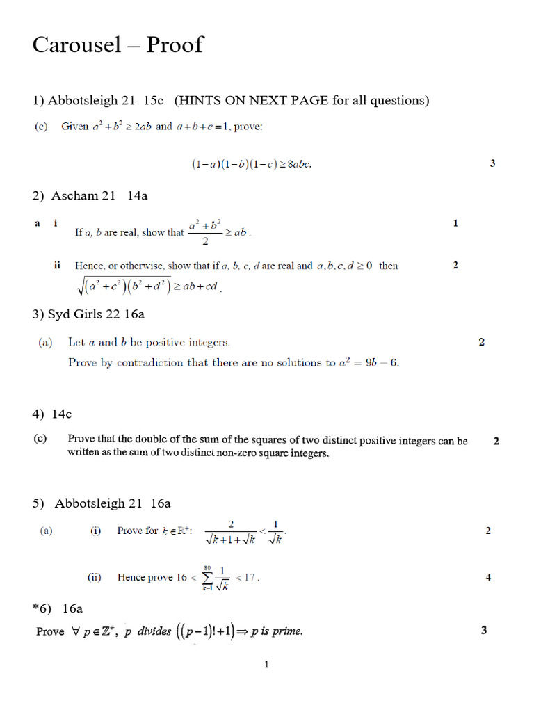 2022 Carousel Spring Proof | PDF | Mathematical Proof | Algebra