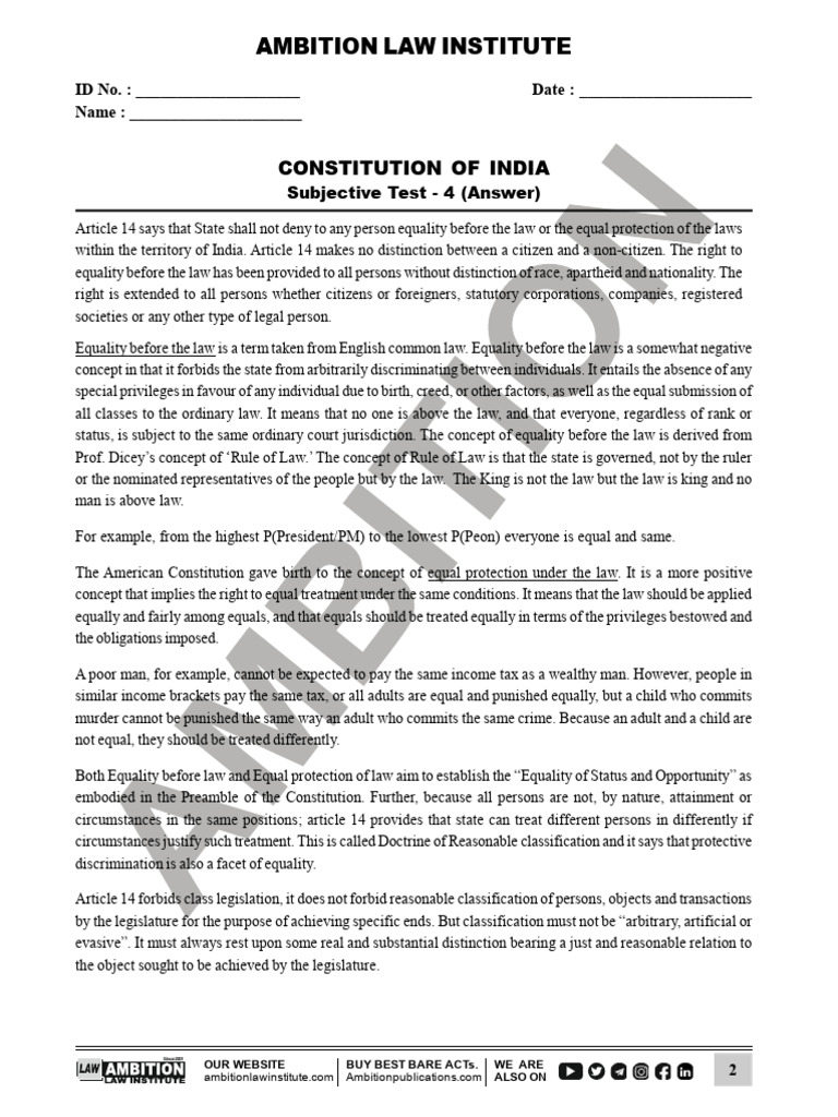 Understanding Article 14: Equality Before Law | PDF | Rule Of Law ...