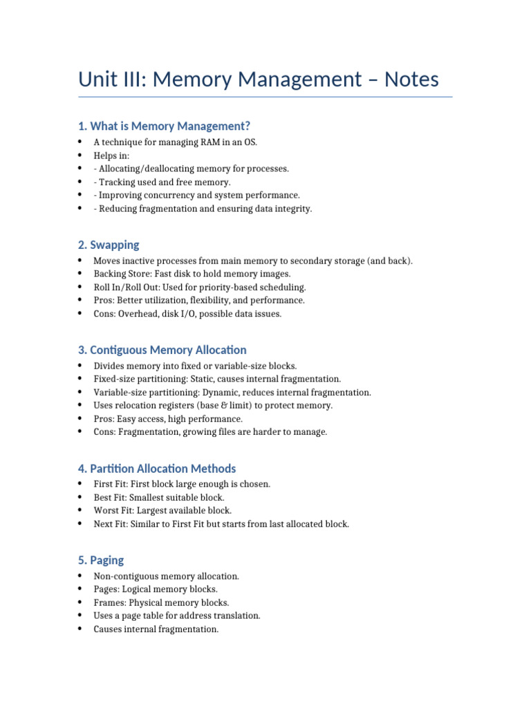 Memory Management Techniques Overview | PDF | Computer Data Storage | Computer Science