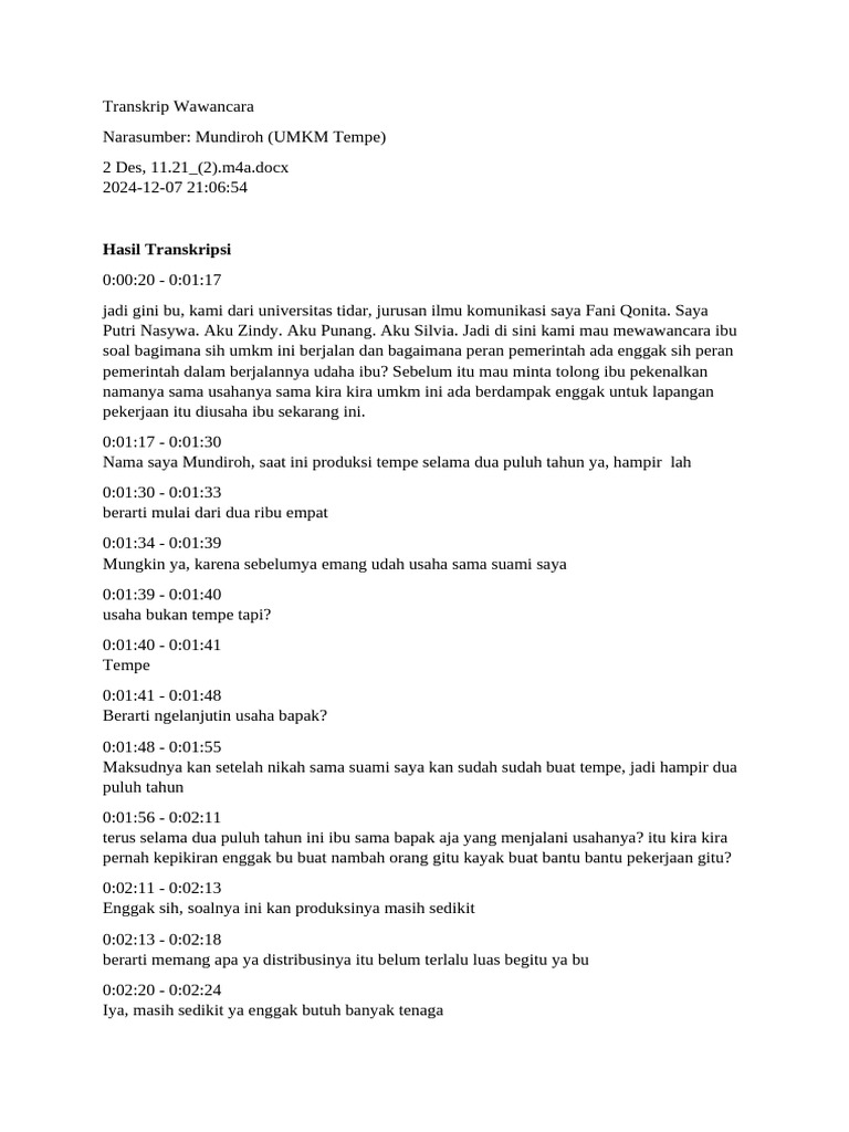 Transkrip Mbak Mun | PDF