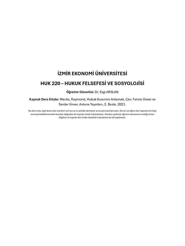 HUK 220 - Hukuk Felsefesi Ve Sosyolojisi - Vize | PDF
