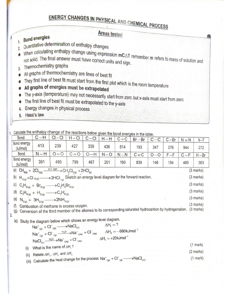 Energy Changes Questions | PDF