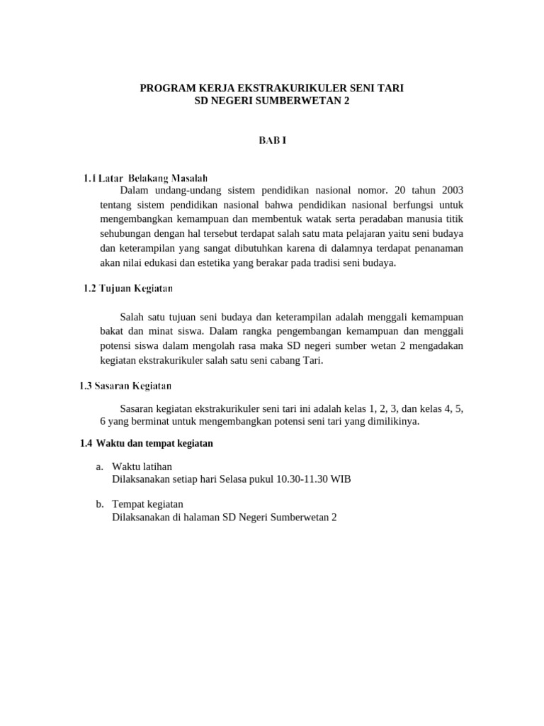 progja ektrstra tari SD | PDF