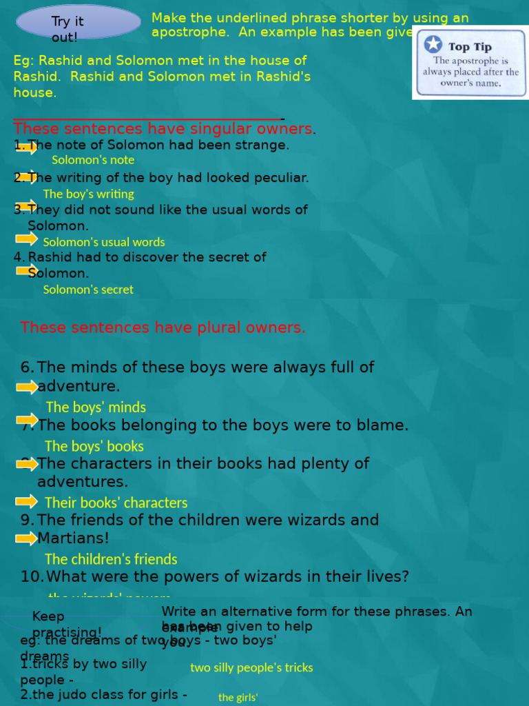 Apostrophes To Mark Possession | PDF