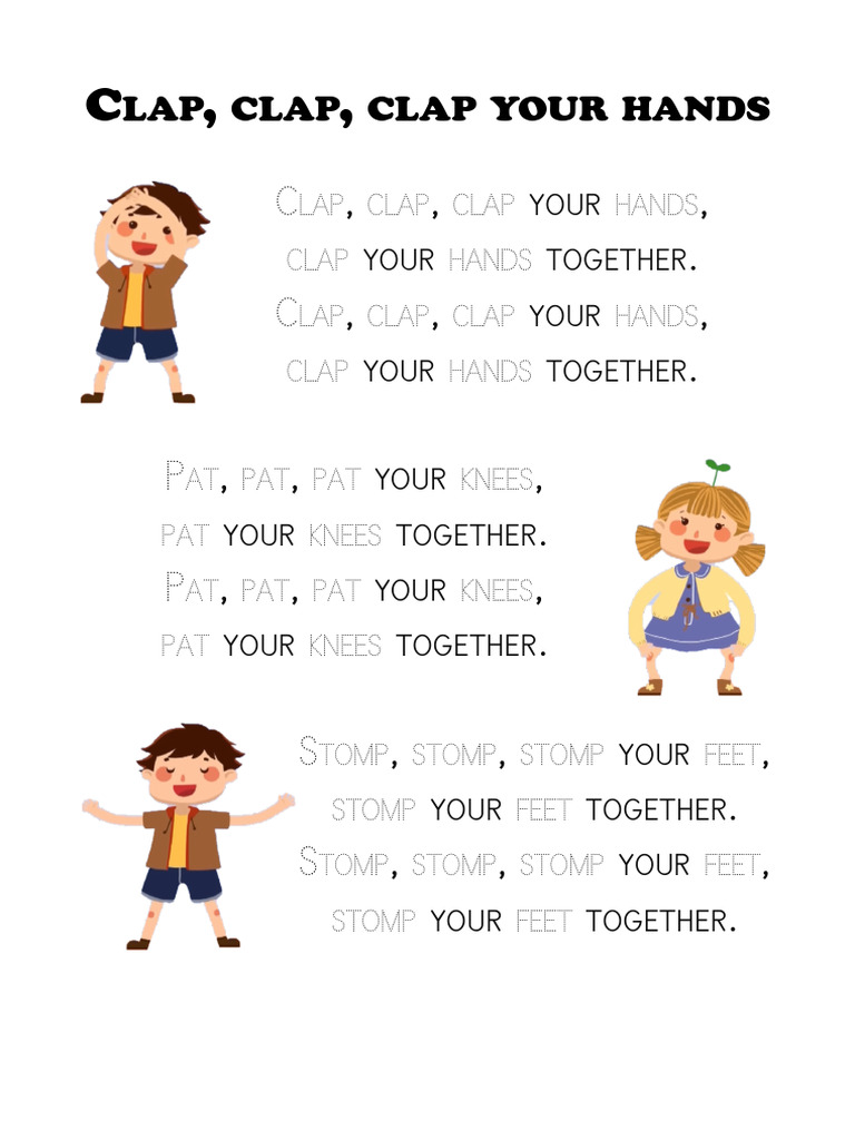 Letra Canción U.D. 1 Clap Clap Clap Your Hands | PDF