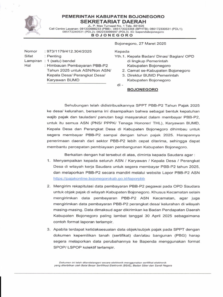 Pembayran PBB 2025 | PDF