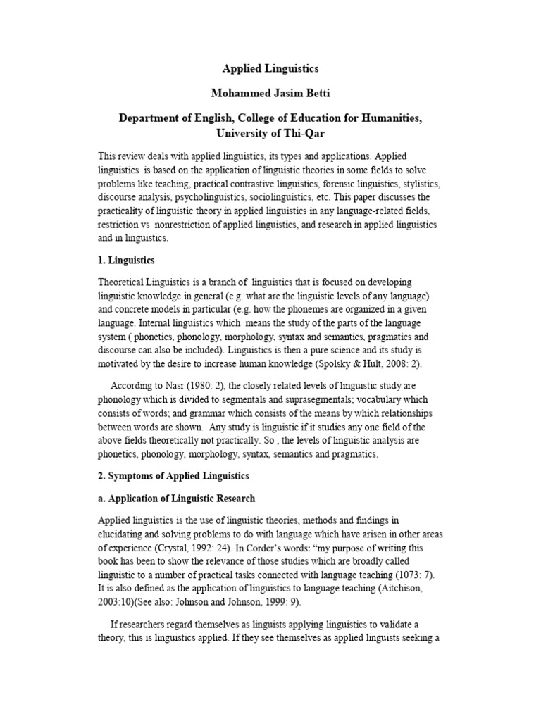 Introduction To Applied Linguistics Bs | PDF | Linguistics | Semantics