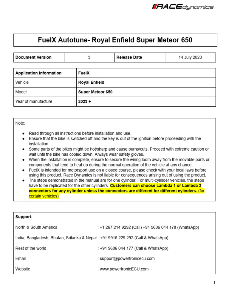 FuelX Autotune RE Super Meteor 650 | PDF | Electrical Connector ...