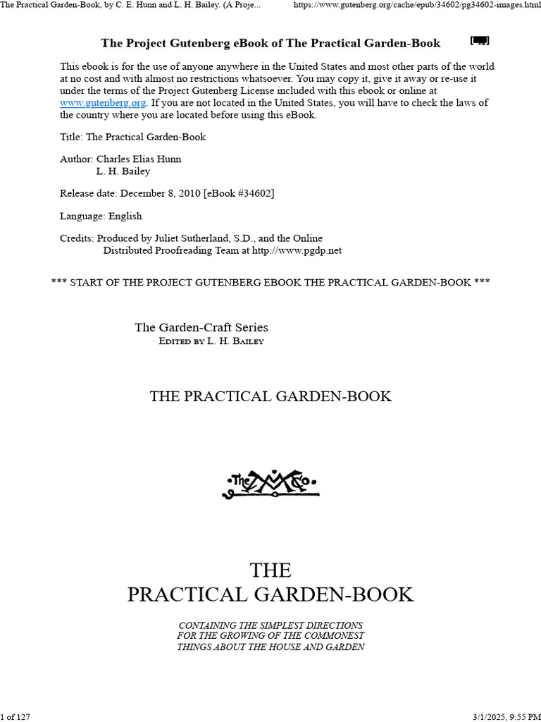 The Practical Garden-Book by L. H. Bailey and Charles Elias Hunn - 1903 ...