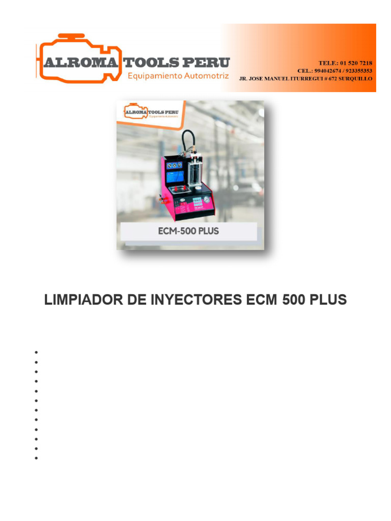 Limpiador de Inyectores ECM-500 Plus | PDF