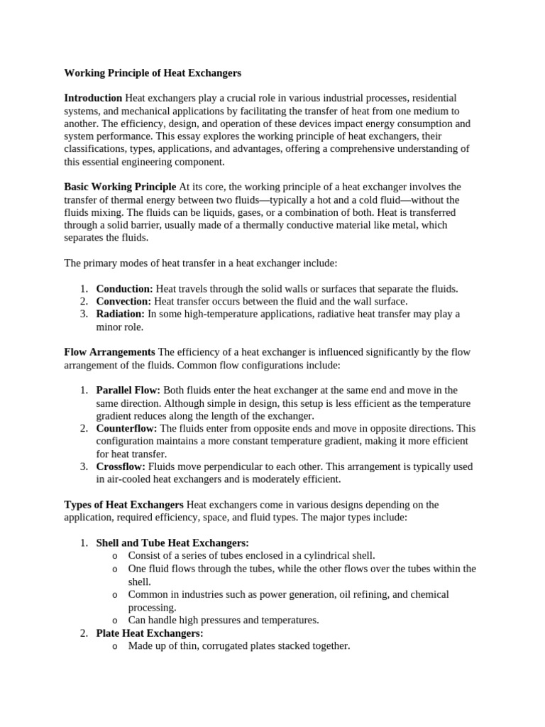Working Principle of A Heat Exchanger 1 | PDF | Heat Exchanger | Heat ...