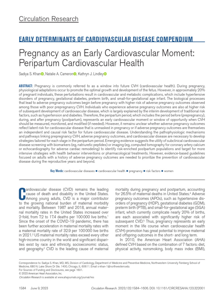 Peripartum Cardiovascular Health | PDF | Pregnancy | Cardiovascular ...
