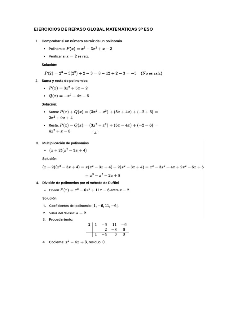 Ejercicios Repaso Funciones 3º Eso Pdf 7431