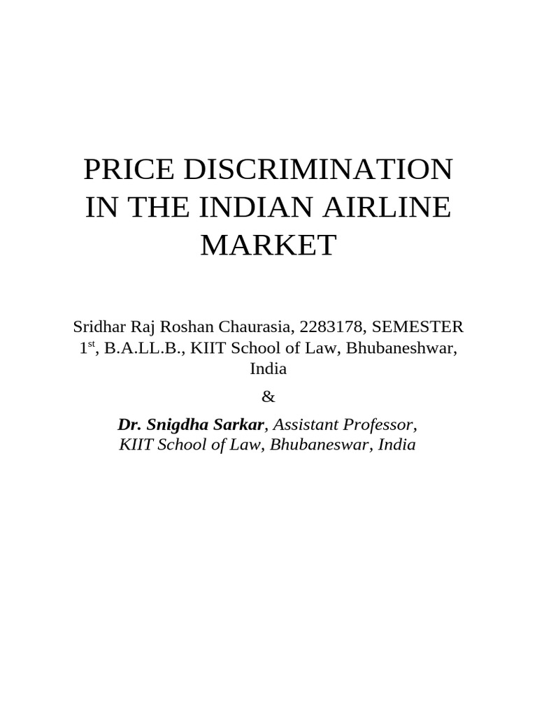 Price Discrimination in Indian Airlines | PDF | Price Discrimination ...