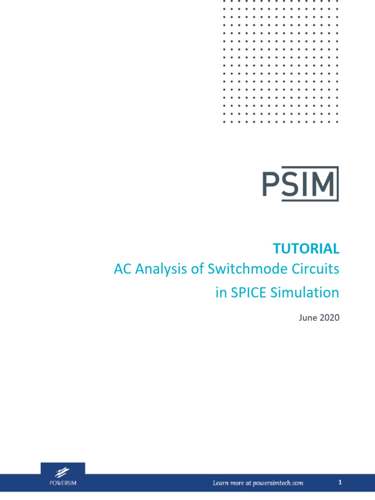 PSIM TUTORIAL AC Analysis of Switchmode Circuits in SPICE Simulation | PDF | Electrical Network ...