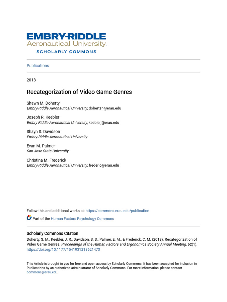 Recategorization of Video Game Genres Recategorization of Video Game ...