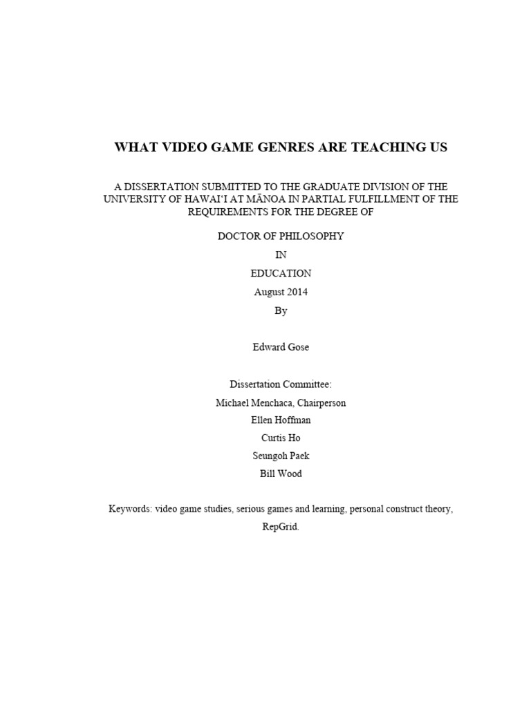 What Video Game Genres Are Teaching Us | PDF | Survey Methodology ...