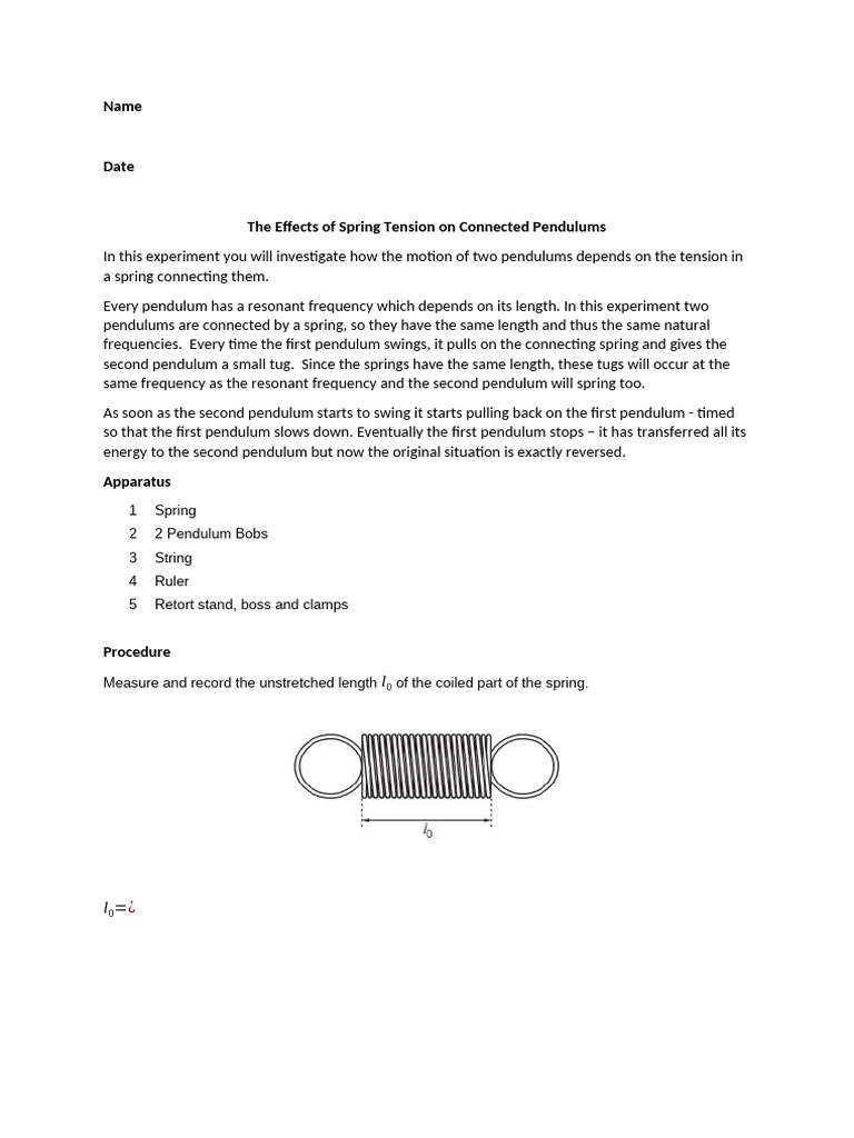 Investigating Resonant Pendulums | PDF | Pendulum | Tension (Physics)