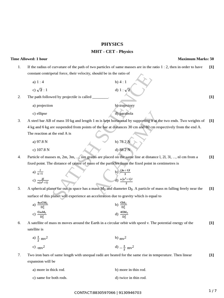 Mht-Cet Paper-4 | PDF | Electronvolt | Catalysis