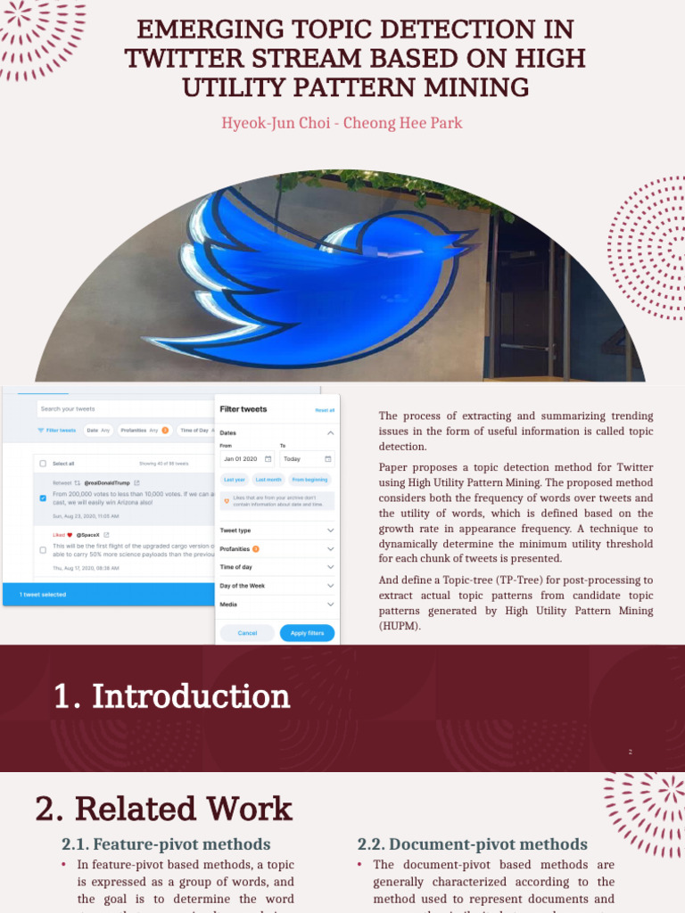 Emerging Topic Detection in Twitter Stream Based On High Utility Pattern Mining | PDF | Applied ...