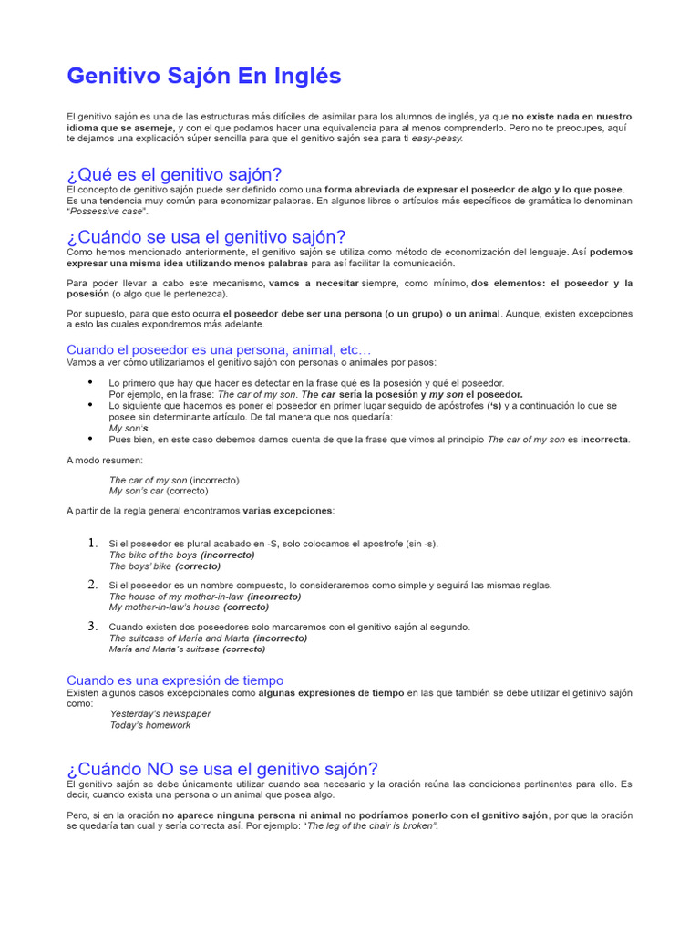 Genitivo sajon02 | PDF | Gramática | Lingüística
