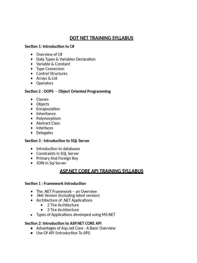 Dot Net Training Course | PDF | Entity Framework | Microsoft Sql Server