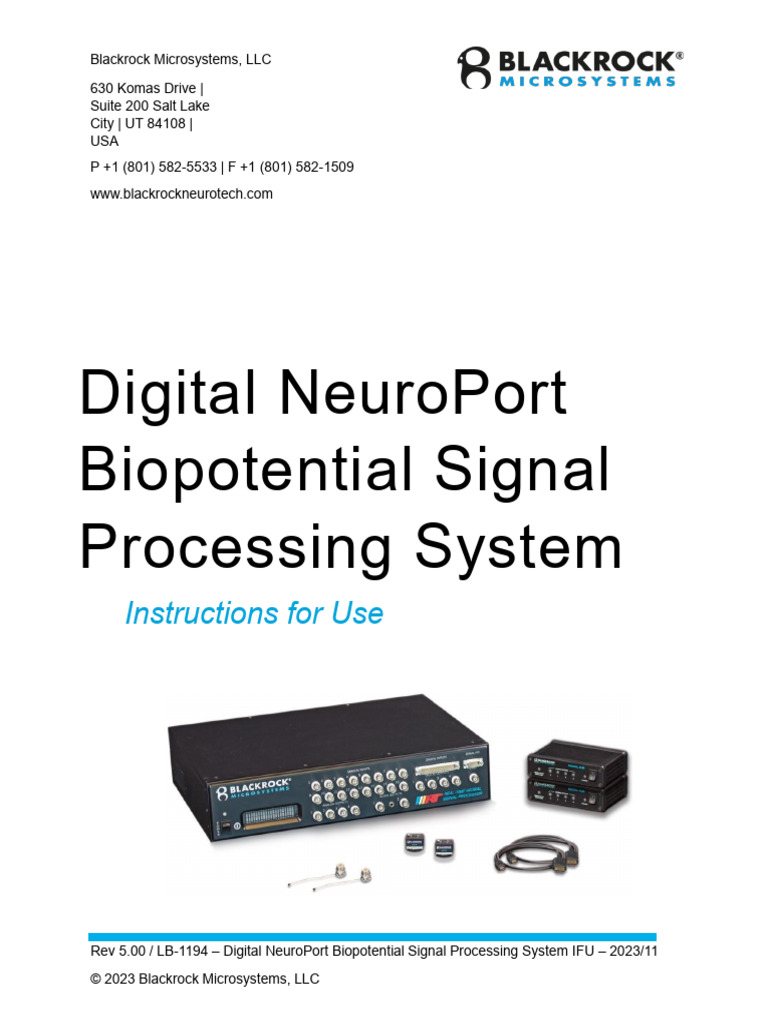 LB 1194 Rev 5.00 Digital NeuroPort Biopotential Signal Processing ...