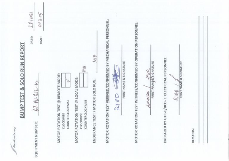67-PU-802 Rotation Check | PDF